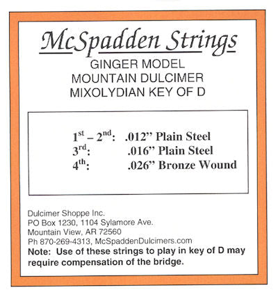 Ginger String Set-Key of D Loop End - The Dulcimer Shoppe